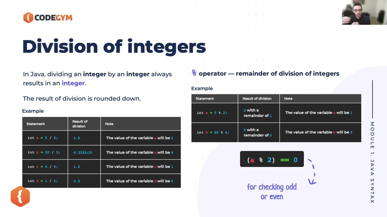 Integer Division Java | CodeGym University Course