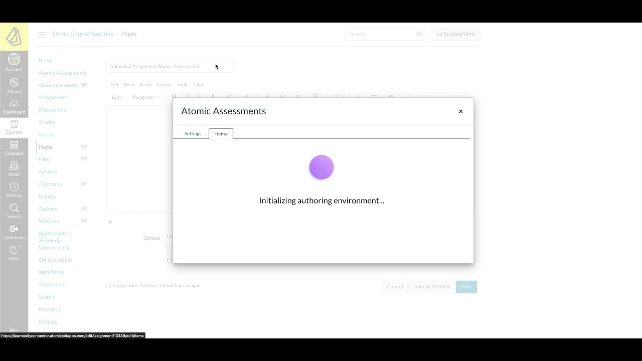 Create an Interactive Embedded Assignment with Atomic Assessments.