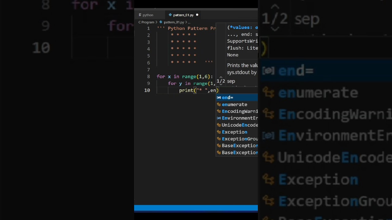 Python Programming Basic Pattern Tutorial || 