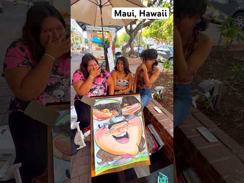 They laughed so hard! #caricature #lahaina #art #caricatures artist #streetart #maui #hawaii #funny