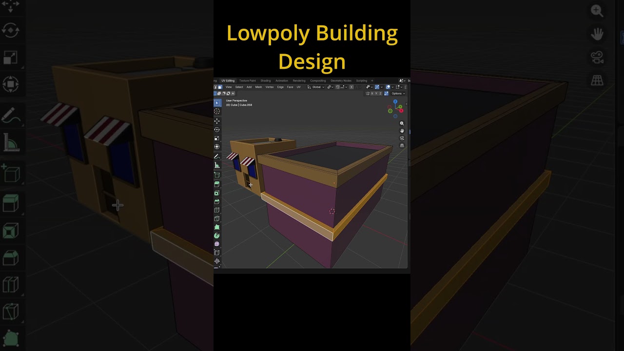 Blender Lowpoly Building Modeling  #Shorts
