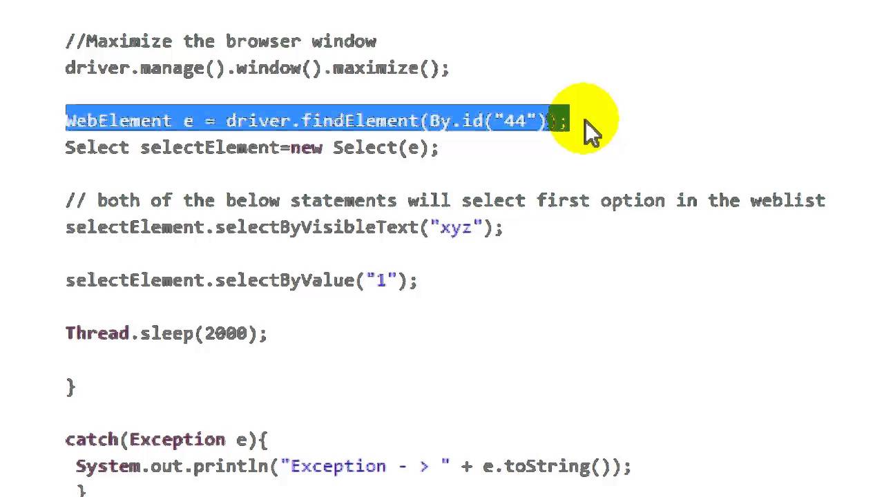 selecting a value from the dropdown in Selenium Webdriver