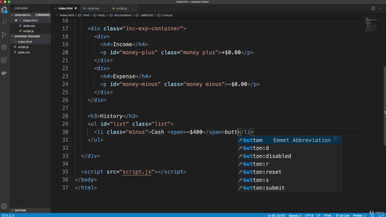 Expense Tracker using java-script ep 2  Project HTML