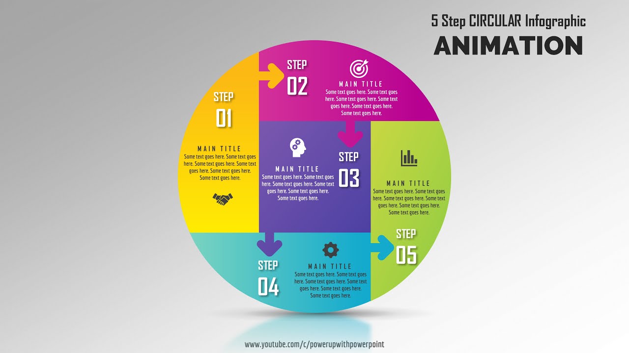 64.Create 5 Step CIRCULAR Infographic Animation|Powerpoint Animations