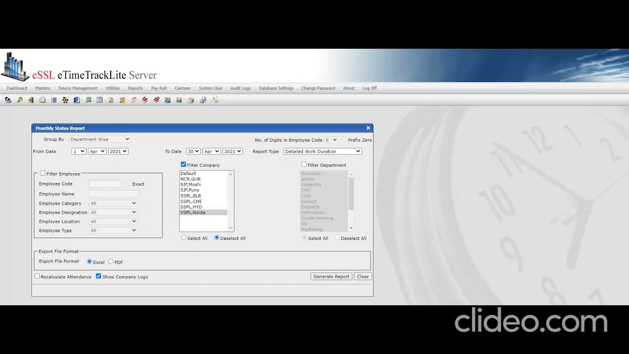 Monthly Work Duration Report