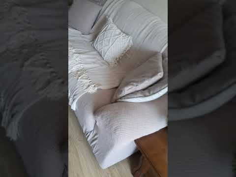 Before & After Slipcover Transformation Drawstring Sofa Covers With Throws & Cushions #SHORTS