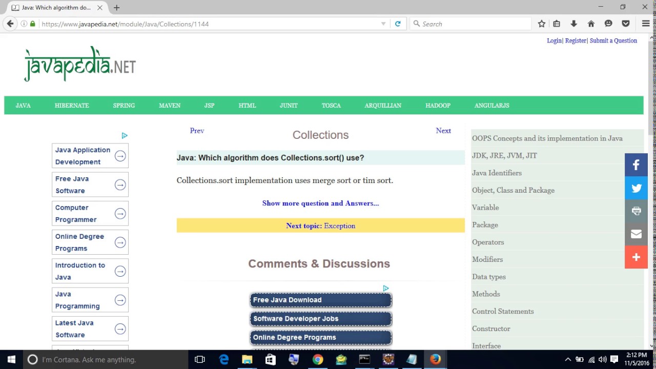 Java: Which algorithm does Collections.sort() use? | javapedia.net