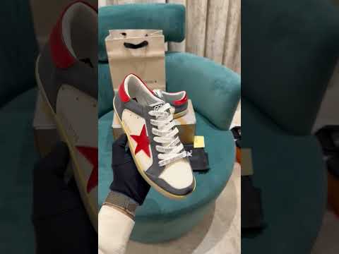 GOLDEN GOOSE GGDB-STAR GREY WHITE RED YELLOW PREMIUM QUALITY SNEAKER