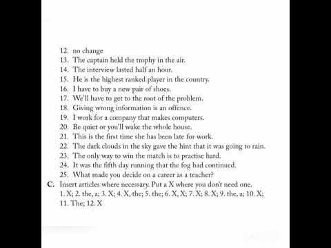 L - 4 Articles Exercise Answer key Class 7 English language headword grammar with a smile icse pdf