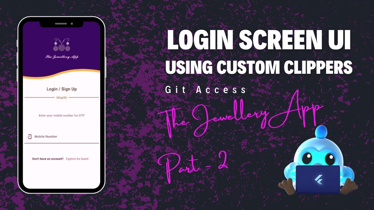 Complete Login Screen UI In Flutter Using Custom Clippers. The Jewellery App Part 2.