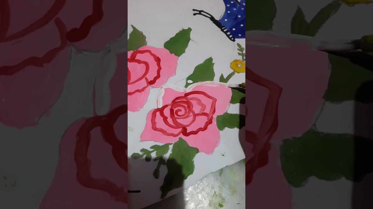 Rose Painting on organza fabric full video is up on my channel #shorts