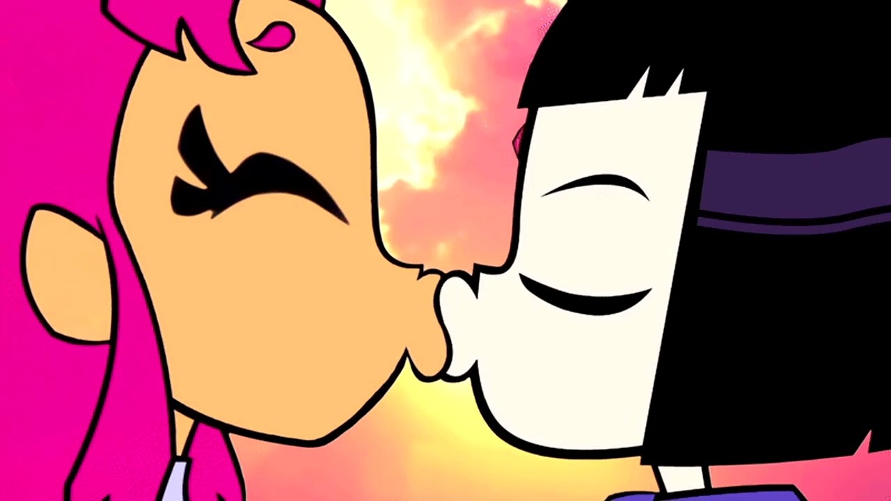 Teen Titans Go! - Starfire and Raven Kiss by dffq24er (GIF)