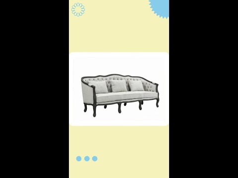 ACME Samael Sofa w/3 Pillows, Gray Linen & Dark Brown Finish LV01127