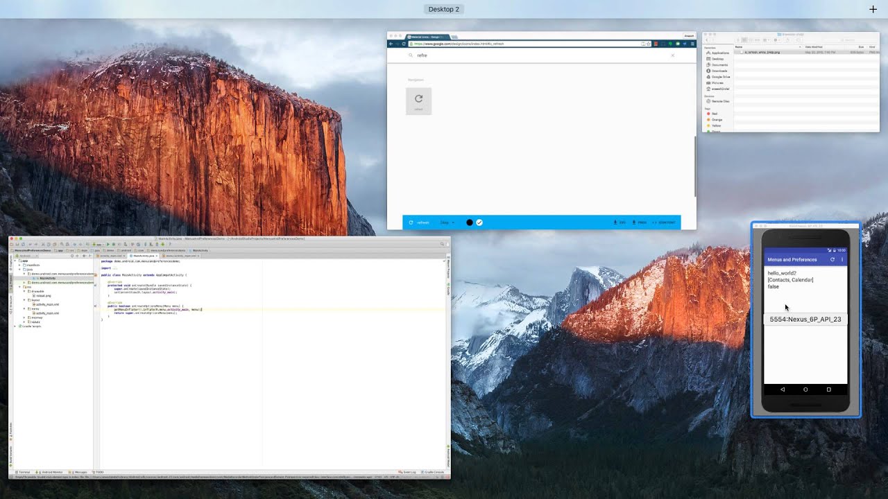 Menus and Preference Screens Tutorial