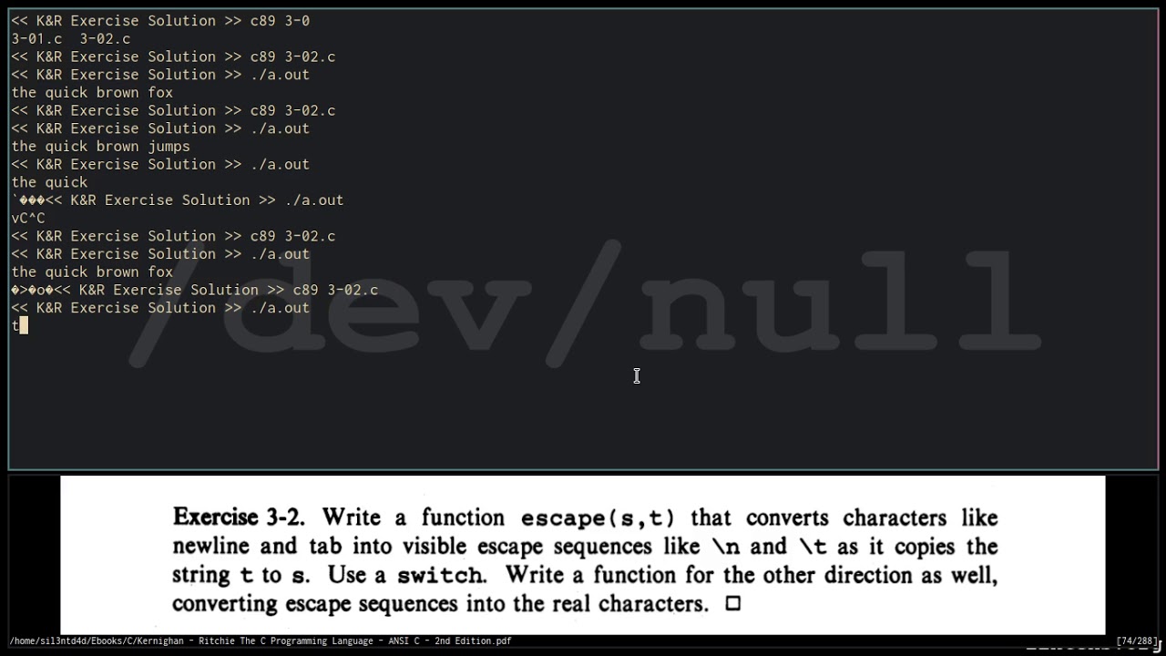K&R Exercise 3-2 Solution