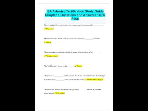 ISA Arborist Certification Study Guide Chapter 1 Questions and Answers 100% Pass