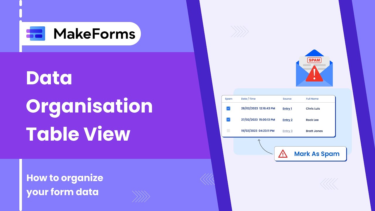 Data Organisation Table View | MakeForms