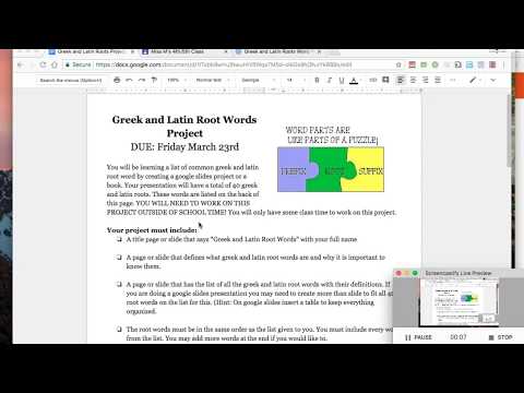 Greek and Latin Root Word Project
