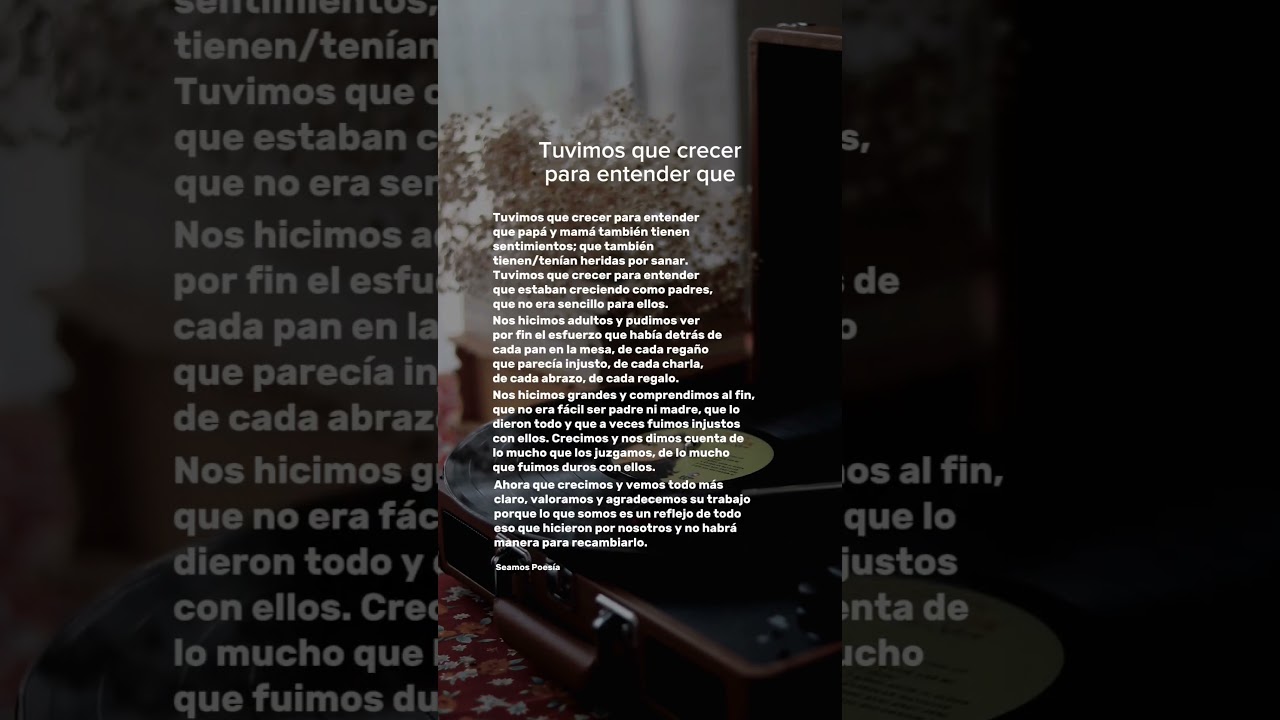 POEMA PARA NUESTROS PADRES / POEMA para MAMÁ Y PAPÁ