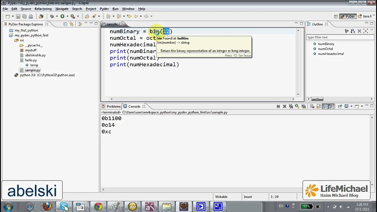 The bin, oct & hex Functions in Python