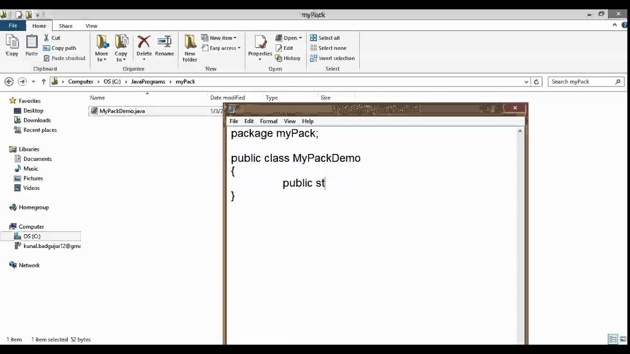 Working with Simple Package Program in Java