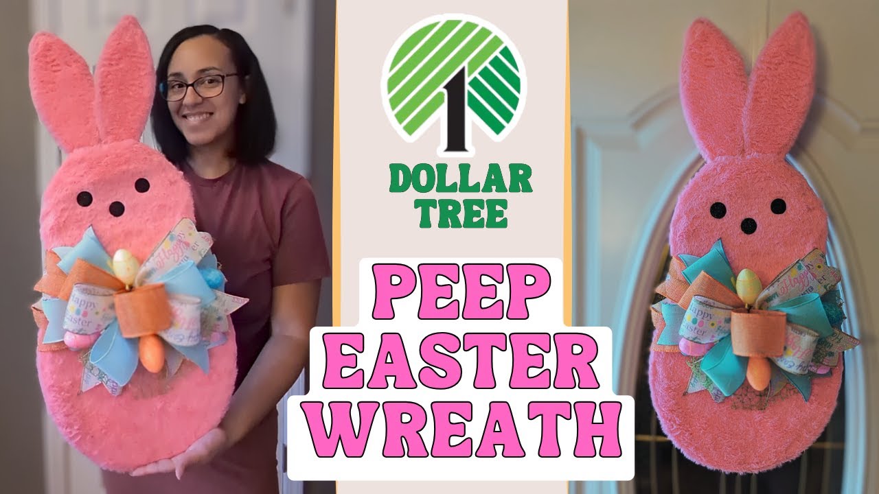 SUPER EASY DIY Easter Wreath | Peep Easter Bunny Wreath | Dollar Tree Easter Wreath