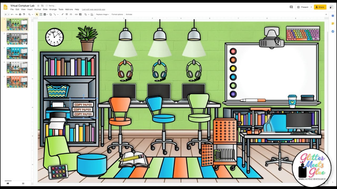 Virtual Classroom Computer Lab Templates for Teachers | Editable Google Classroom Digital Resource