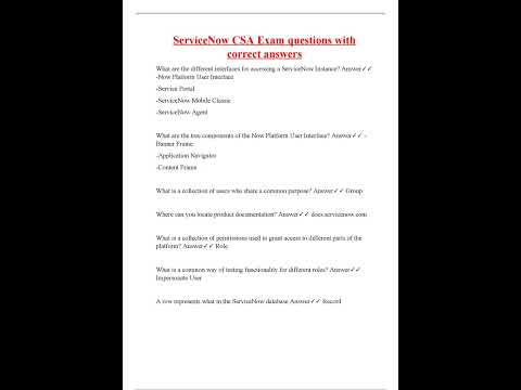ServiceNow CSA Exam questions with correct answers