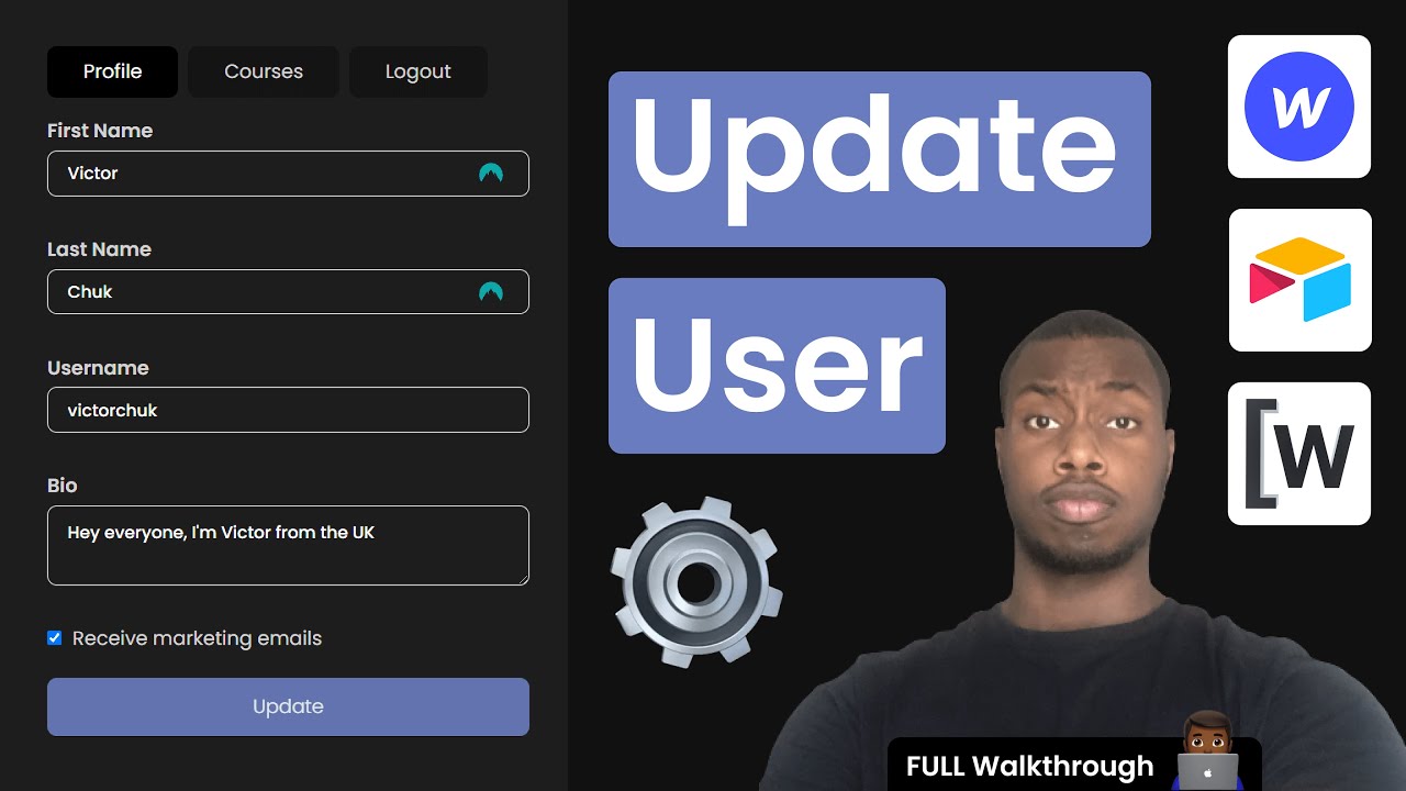 Build A Update Profile Page  - Easy Beginner Tutorial | Update User Request