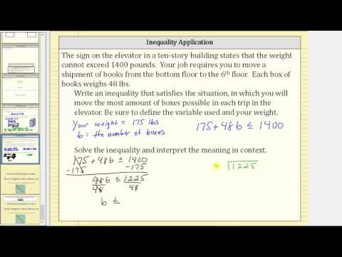 Write and Solve an Inequality to Represent a Situation: Elevator Weight ...