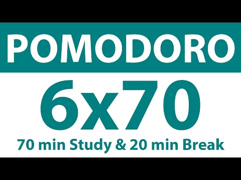 Pomodoro Technique: 6x70 Min Study Timer | 70 Min Work, 20 Min Break | No Ads, No Music