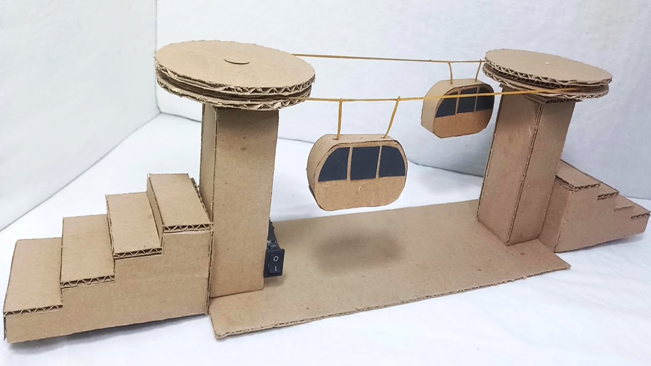 COMO HACER un TELEFERICO con MATERIALES CASEROS | HAZLO tú MISMO - METROCABLE de CARTÓN | DIY
