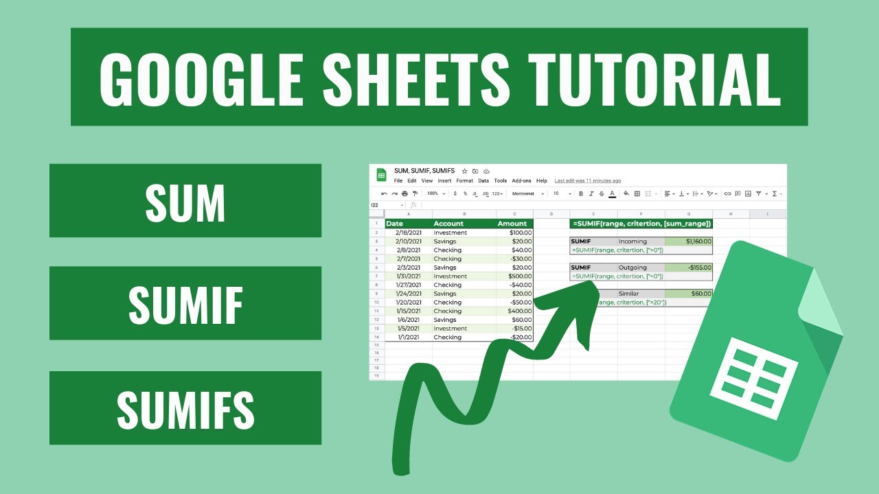 SUM, SUMIF, AND SUMIFS TUTORIAL IN GOOGLE SHEETS