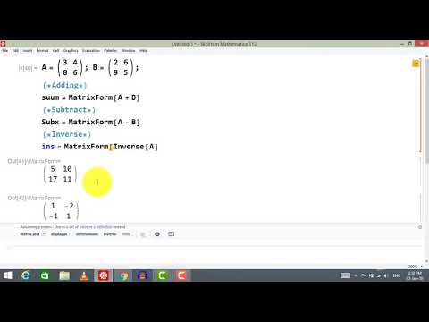 Matrix Operations Using Mathematica Easy For Beginners