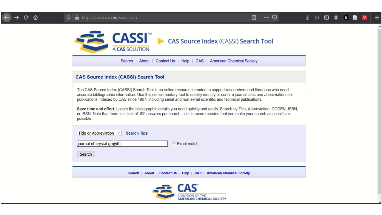 Finding journal abbreviations using their title and vice versa with CASSI