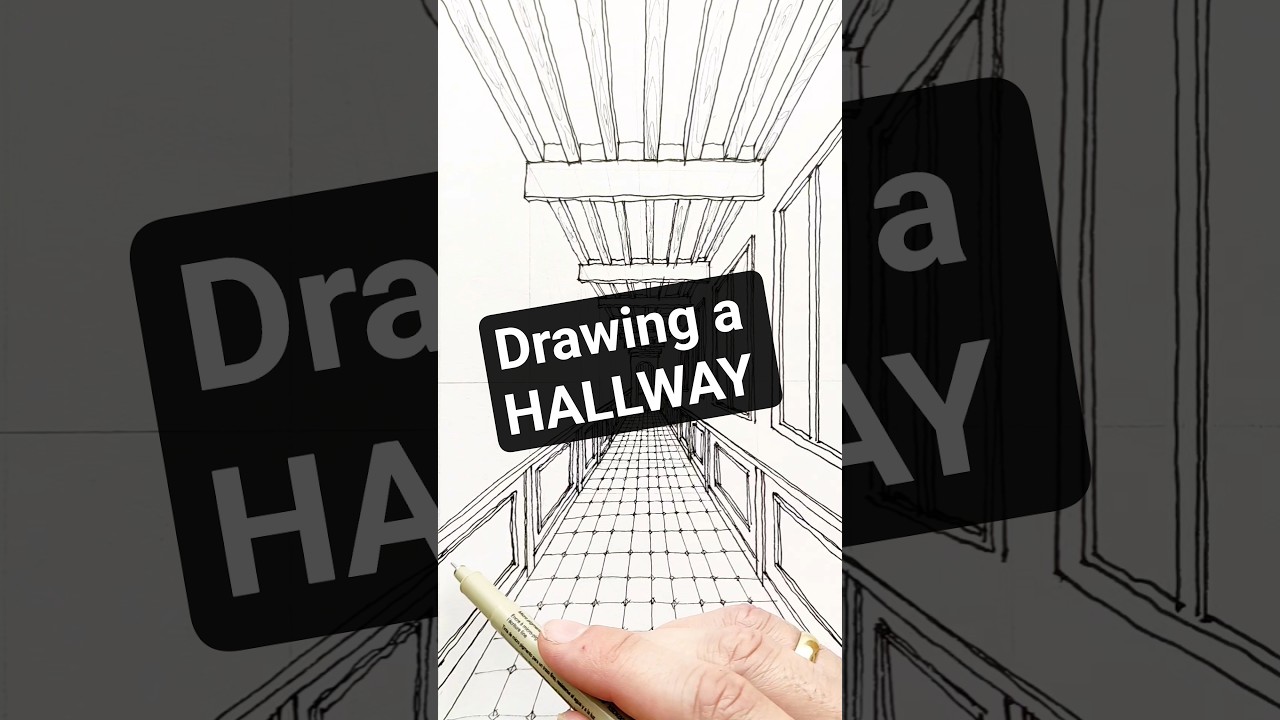 Perspective creates 3D space in a flat piece of paper...#drawing #art #architecture #illustration