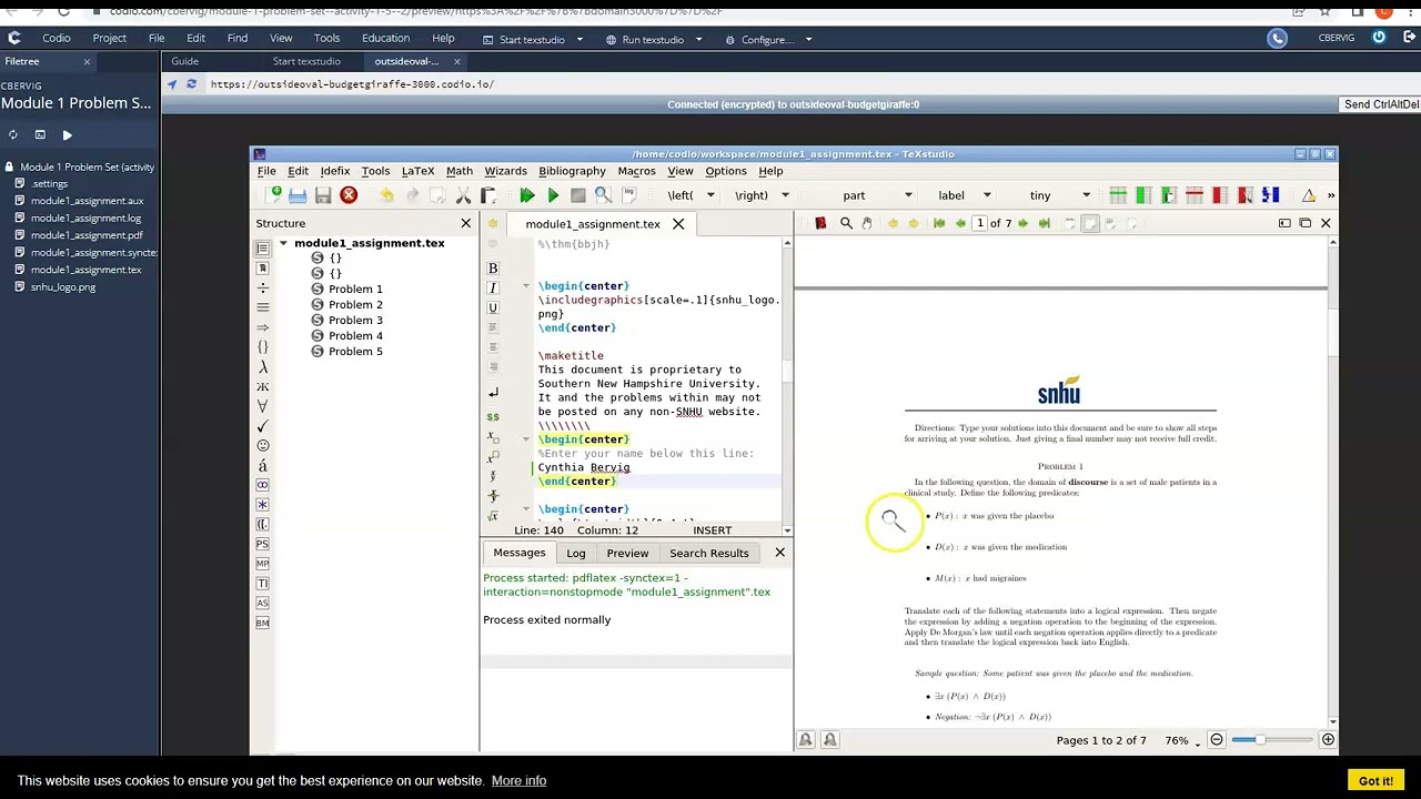 MAT 230 Getting Started with Codio and LaTeX  Problem Set 1