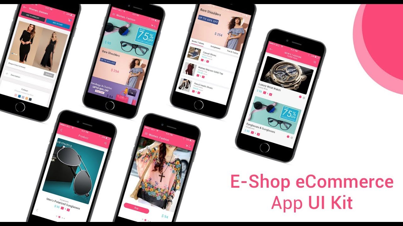 E-Shop eCommerce App UI Kit | Photoshop