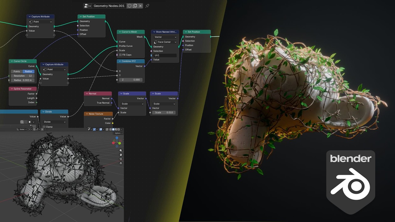 Procedural Vines in Blender Geometry Nodes (Blender Tutorial)
