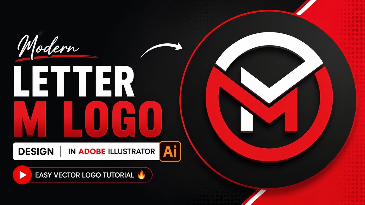 Modern Letter M Logo Design in Adobe Illustrator 🔥 | Easy Vector Logo Tutorial