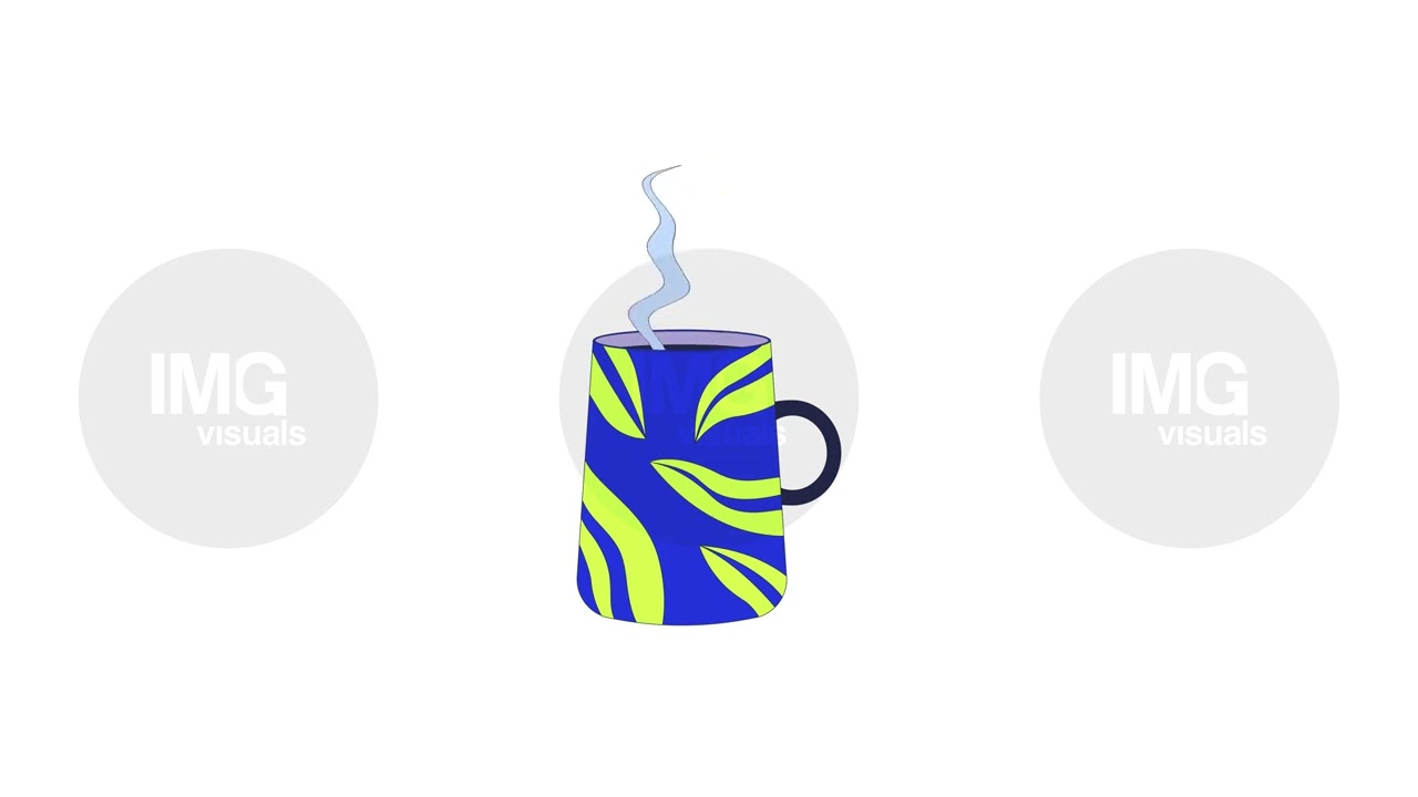 Steaming patterned coffee mug 2D cartoon object animation