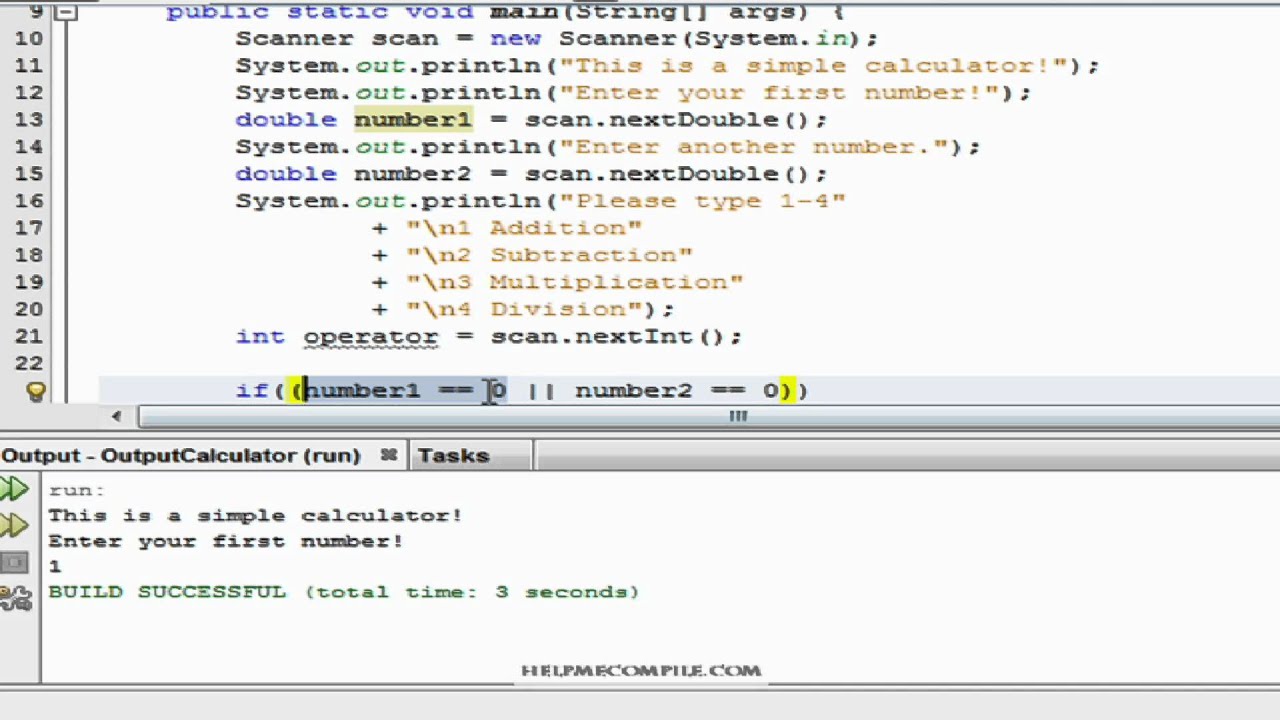 Java tutorial 5 - Basic Output Calculator!