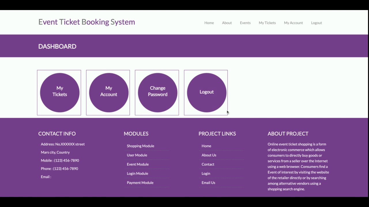 Python Django And MySQL Project on Event Ticket Booking System