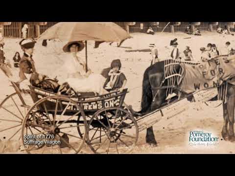 Spirit of 1776 Suffrage Wagon - History Happened Here Historic Marker Vignette
