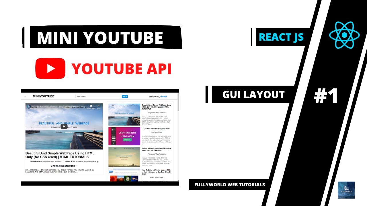 React Js Mini Youtube Using Bootstrap and Youtube API| Part 1:- GUI Layout