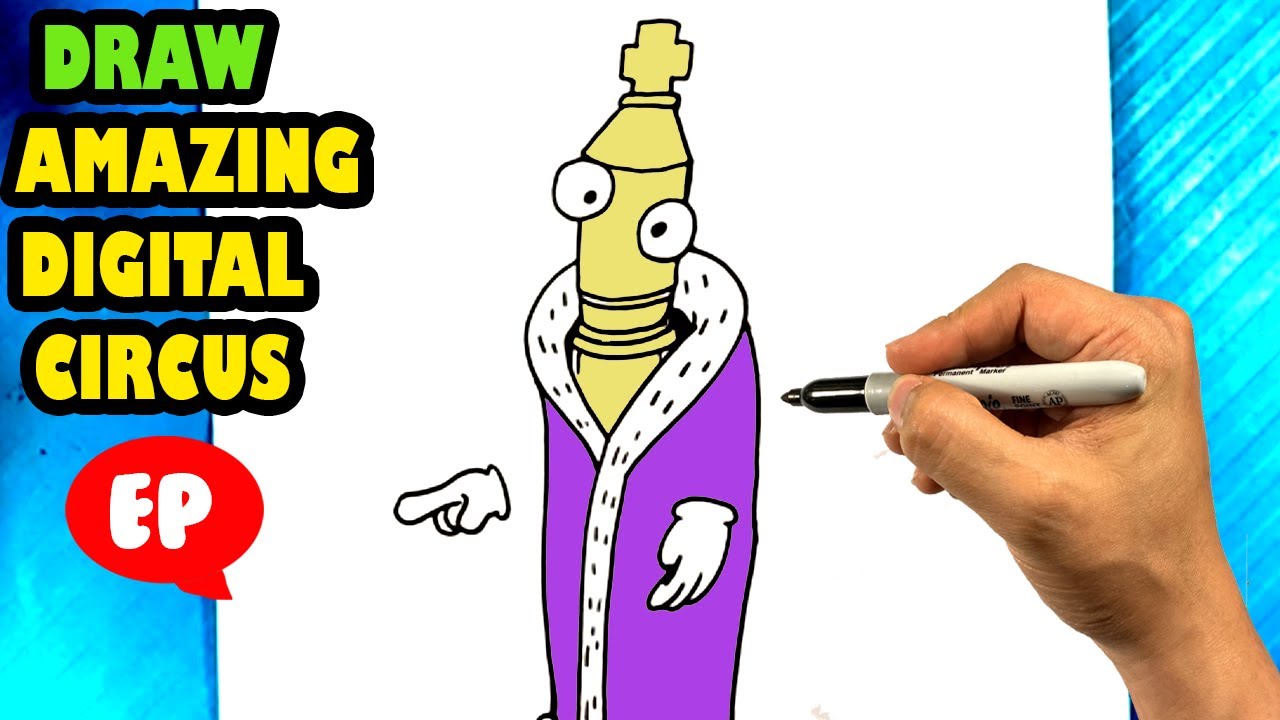 EASY How to Draw AMAZING DIGITAL CIRCUS - Kinger