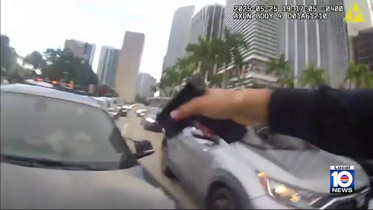 Body camera footage shows Miami police shooting along busy Biscayne Boulevard