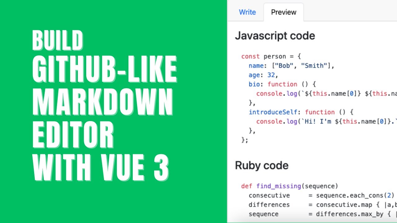 Vue 3 project - Build a GitHub-like Markdown Editor with Syntax highlights supports
