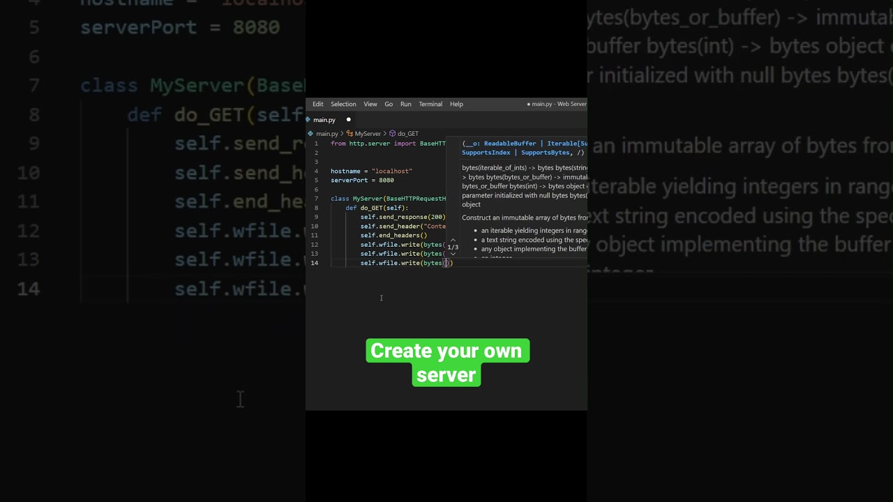 Create your own web server using Python #shorts