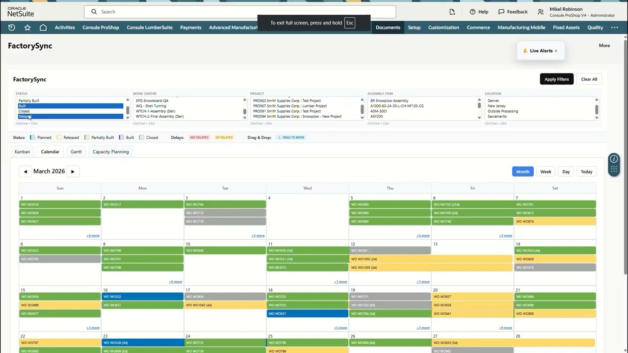 FactorySync Calendar View: Plan Production with Precision